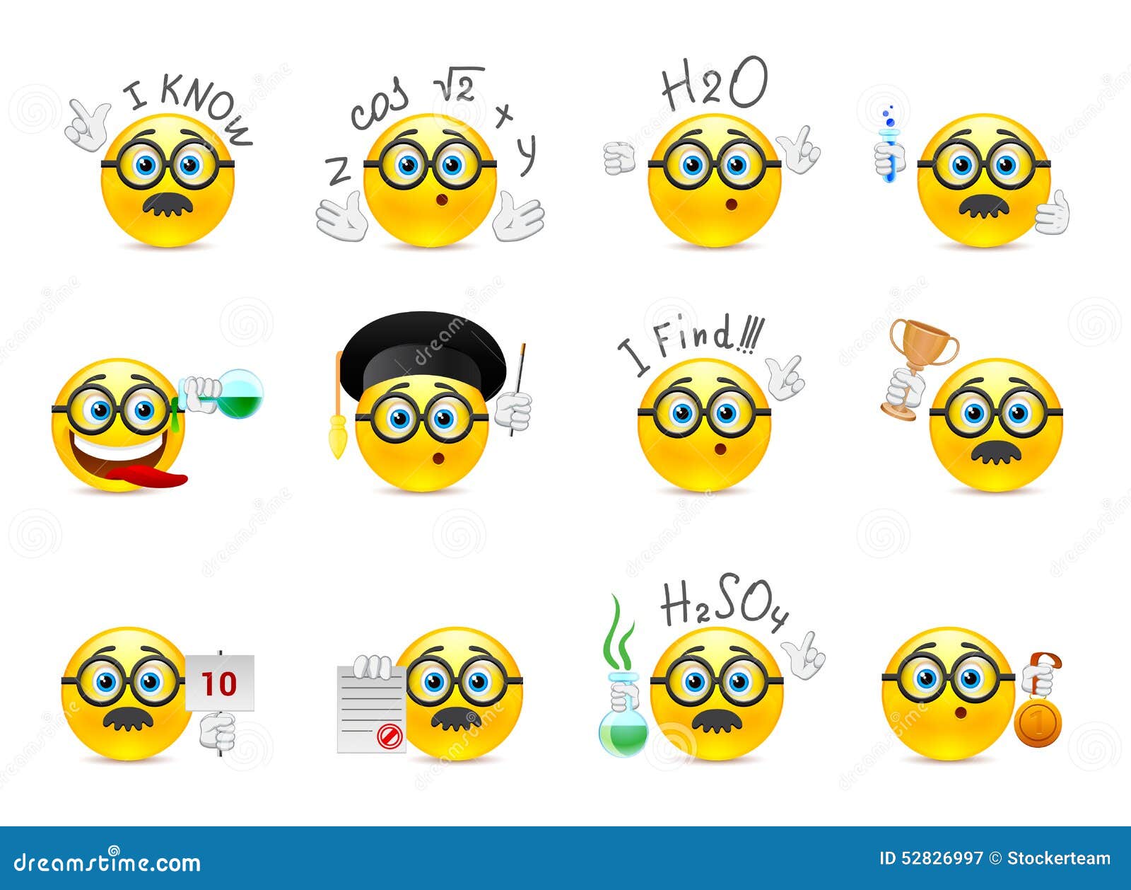 Smart smiles with glasses stock illustration. Illustration of character ...