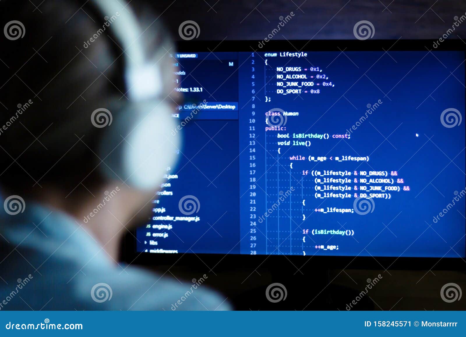 Software Developer Freelancer Working With Program Code Stock Image Image Of Coding Coder