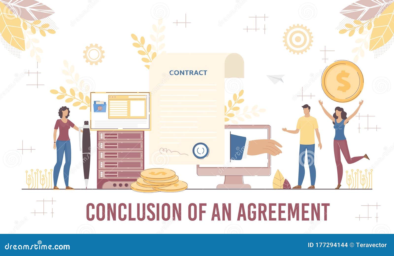 Smart Software for Online Conclusion of Agreement Stock Vector ...