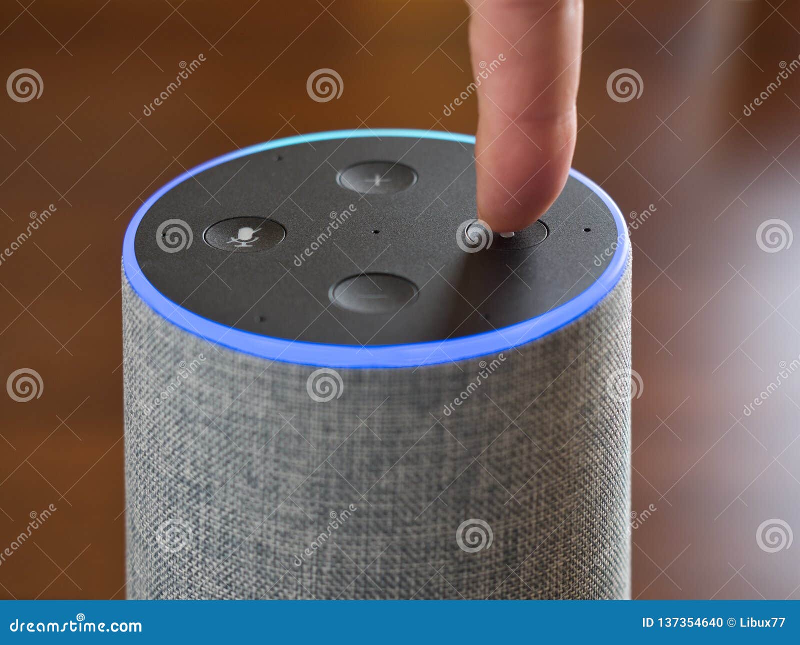 Smart Speaker Artificial Intelligence Assistant Voice Control Blue Ring ...