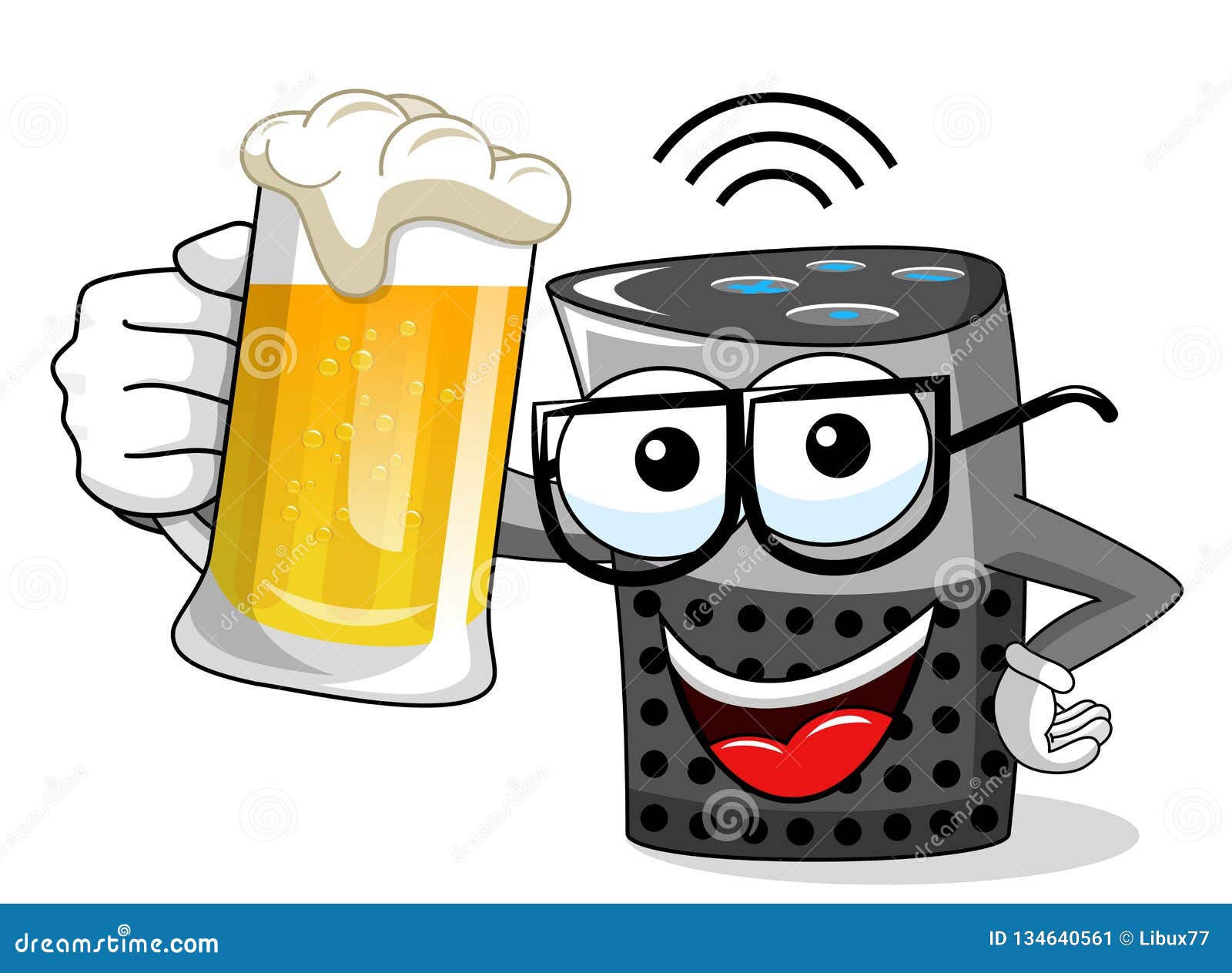 Smart Speaker Cartoon Funny Mug of Beer Isolated Stock Vector ...