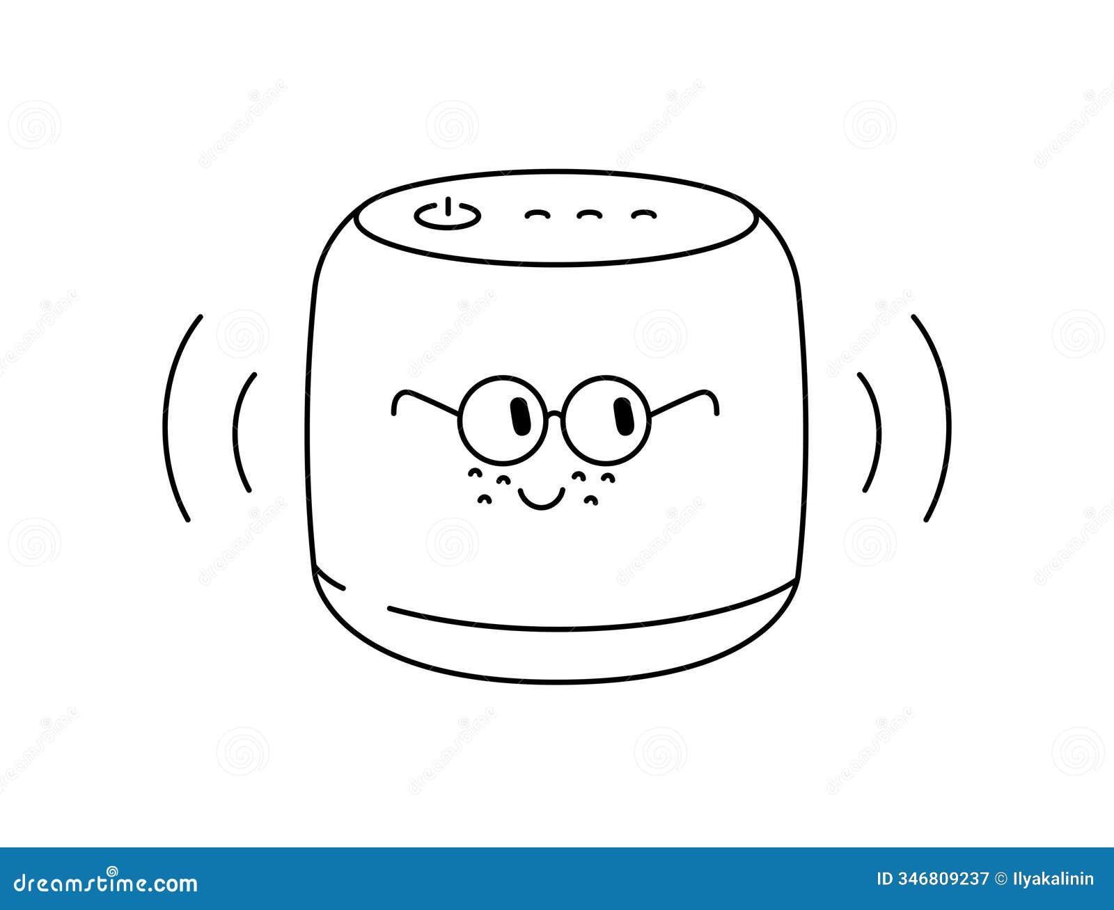 Smart Speaker Character. Vector Editable Outline Stroke. Stock ...