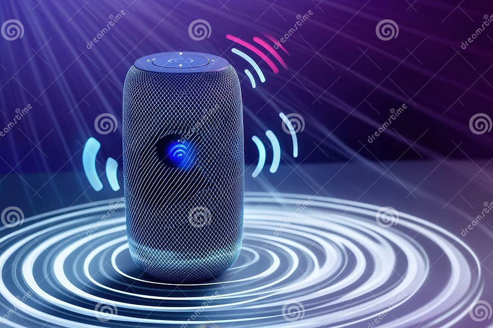 Smart Speaker Emitting Sound Waves in a Creative and Modern Digital ...