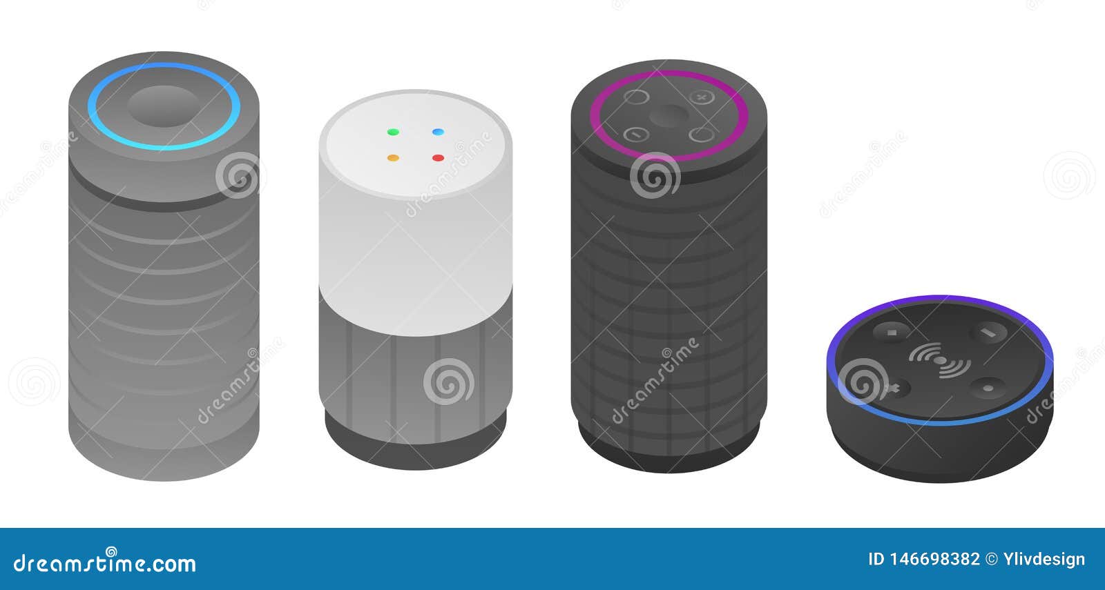 Smart Speaker Icons Set, Isometric Style Stock Vector - Illustration of ...