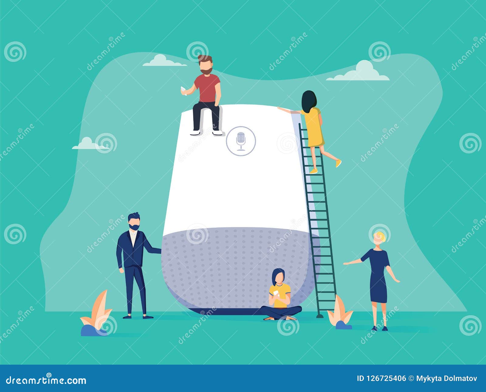 Smart Speaker With Virtual Assistant Concept Vector Illustration Of ... Smart Speaker With Virtual Assistant Concept Vector Illustration Of ...