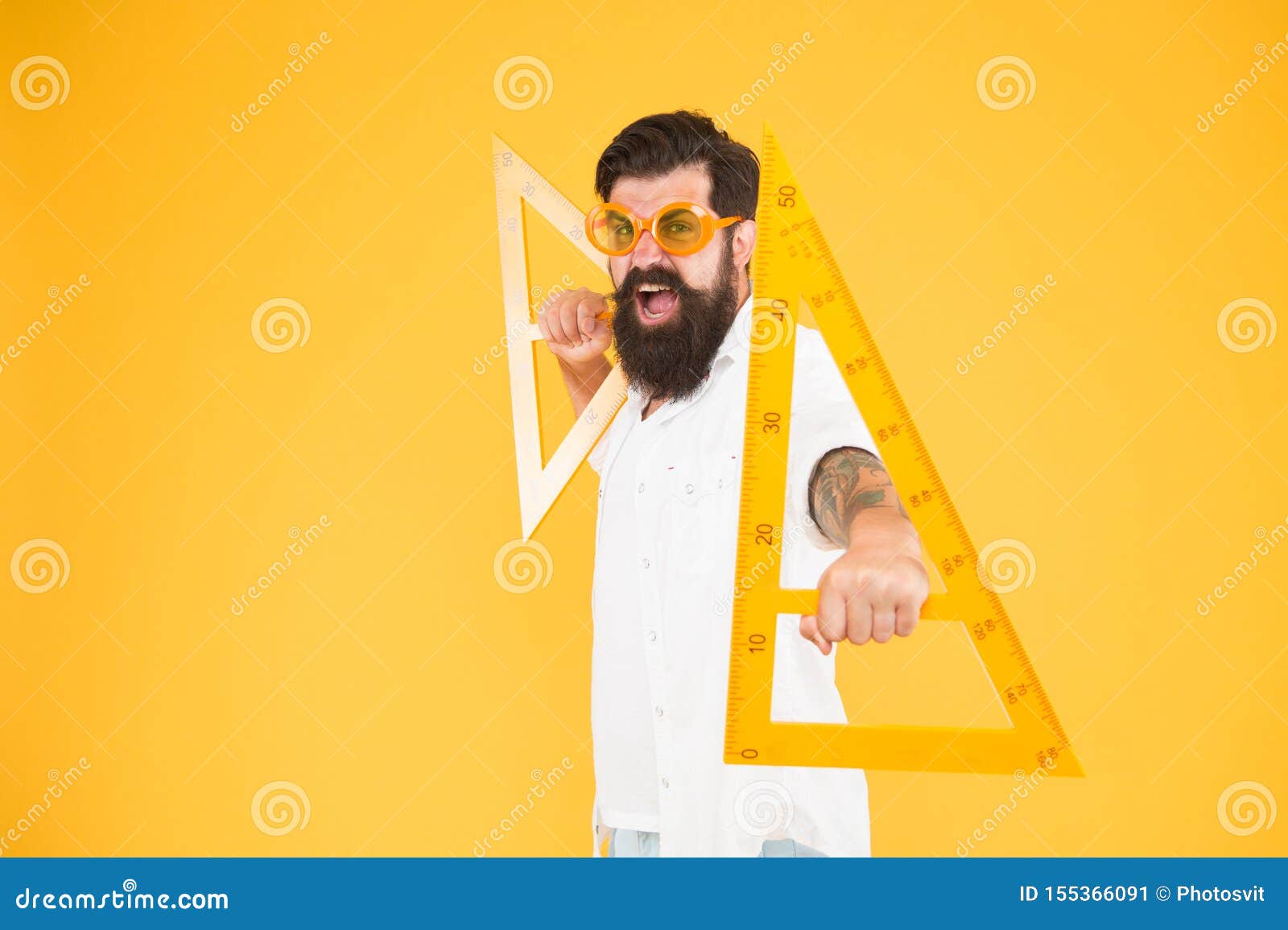 Smart Student. Geometry Teacher. Student Using Measuring Instrument ...