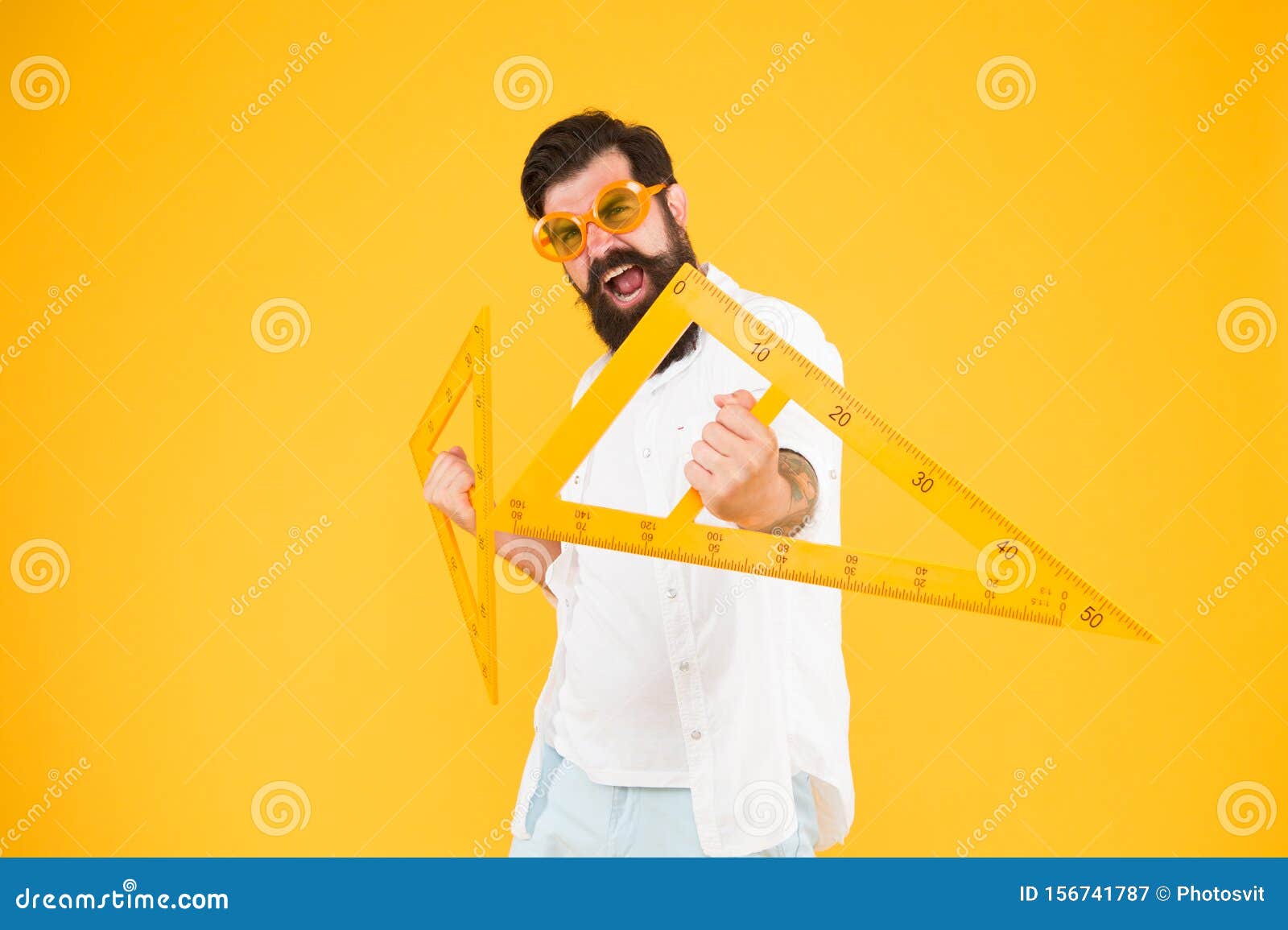 Smart Student. Geometry Teacher. Student Using Measuring Instrument ...