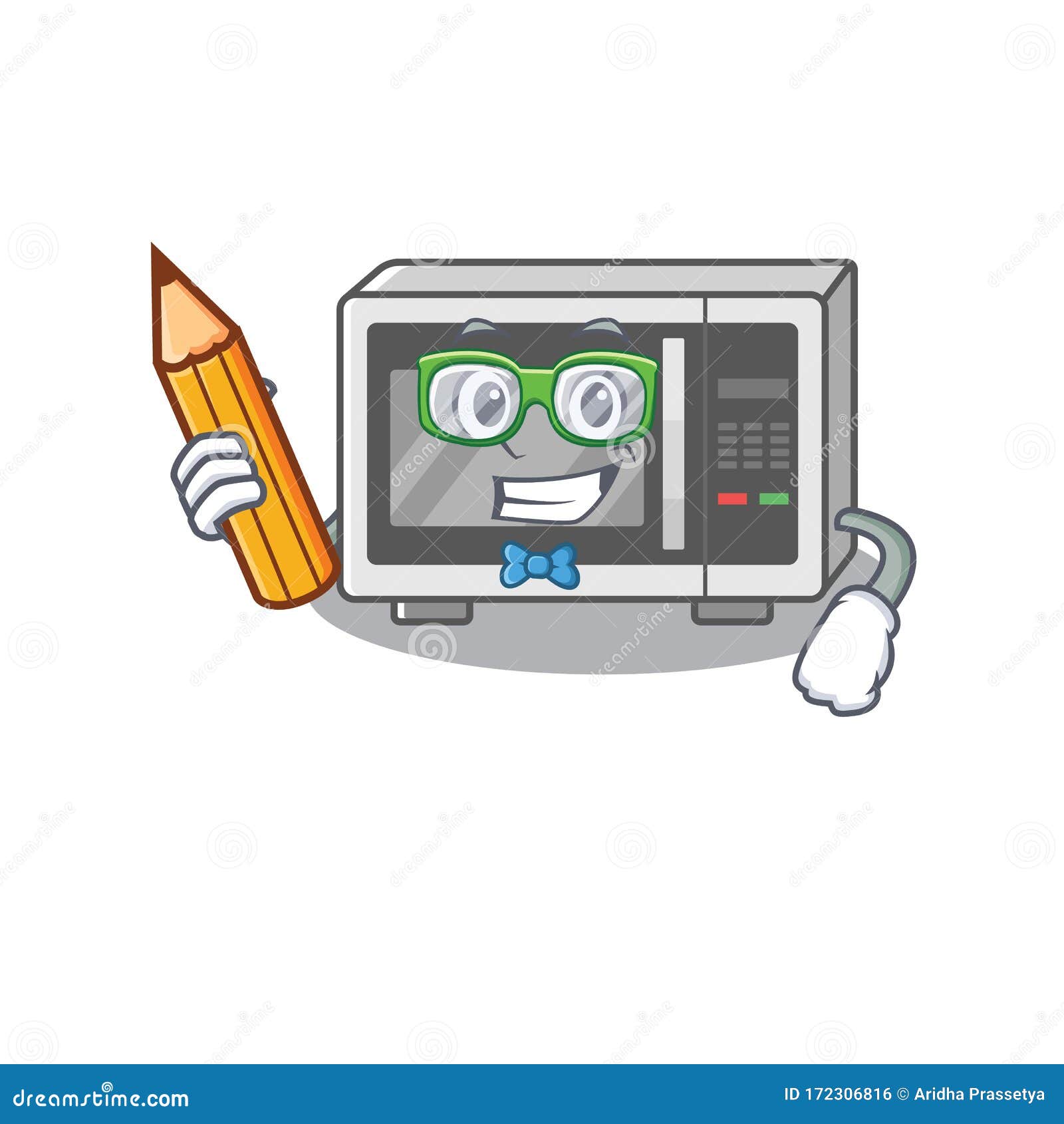 A Smart Student Microwave Character Holding Pencil Stock Vector ...