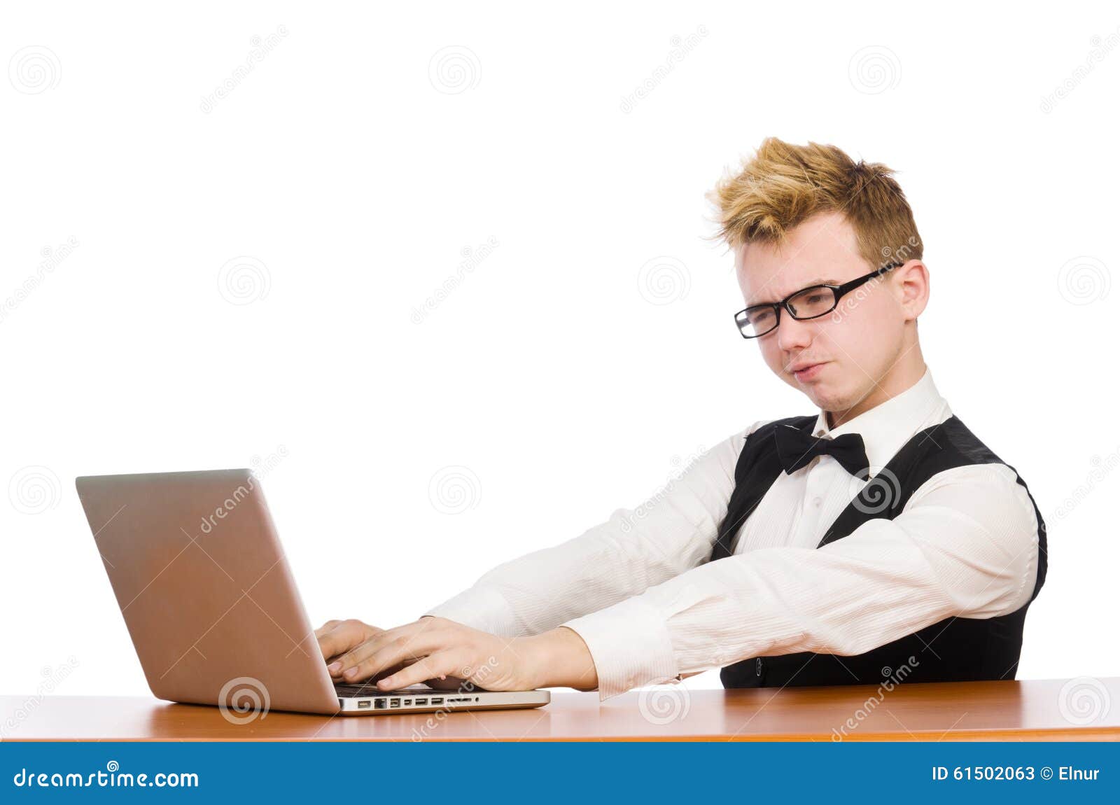 The Smart Student Sitting with Laptop Isolated on Stock Image - Image ...