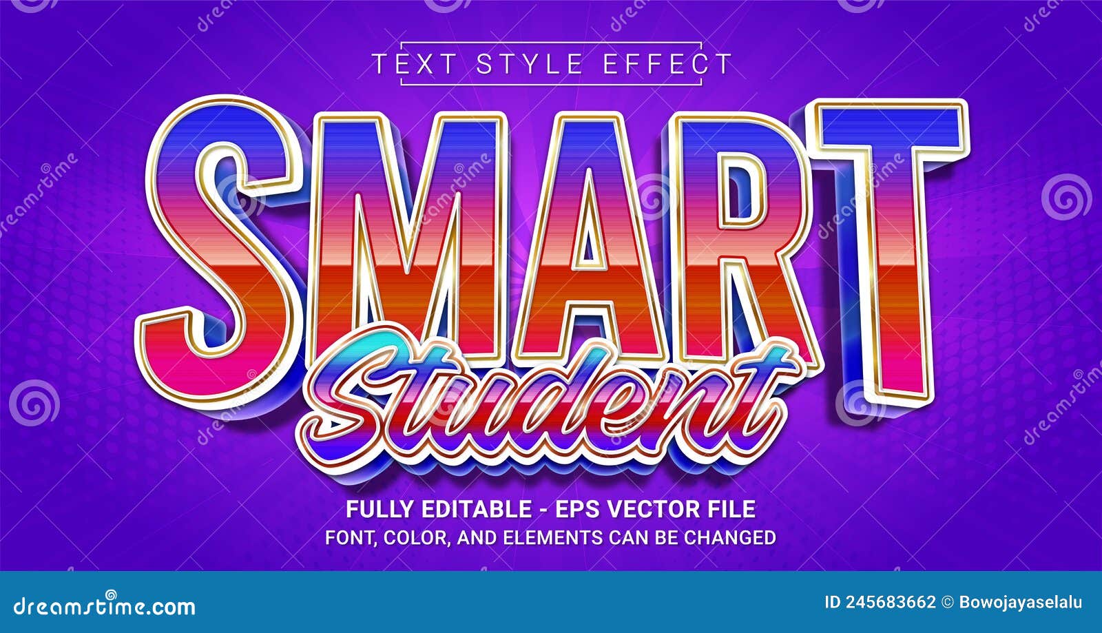Smart Student Text Style Effect. Editable Graphic Text Template Stock ...