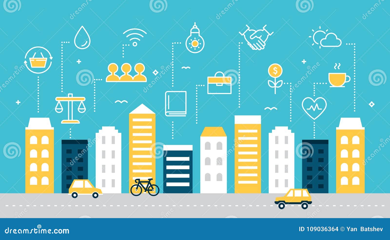 Smart Sustainable City Development Vector Illustration. Stock Vector ...
