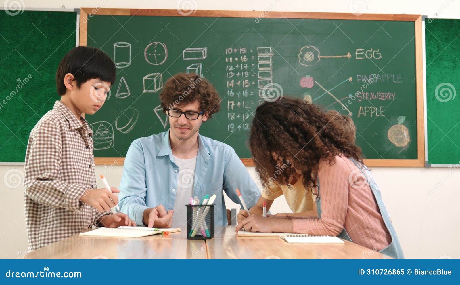 Smart Teacher Explain Idea while Diverse Children Drawing Mind Map ...