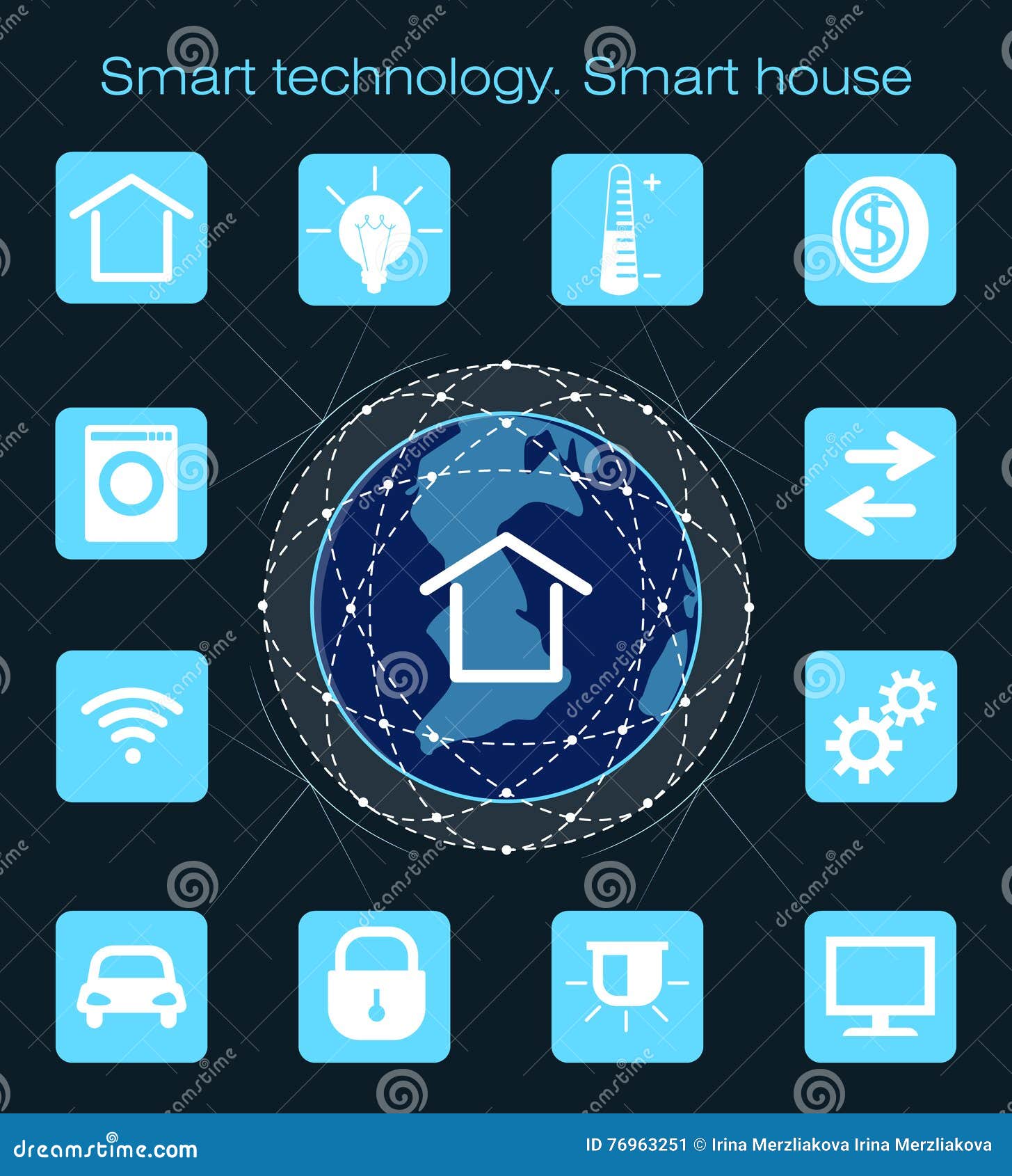 Smart Technology . Concept with Globe Ubiquitous Smart Home Stock ...