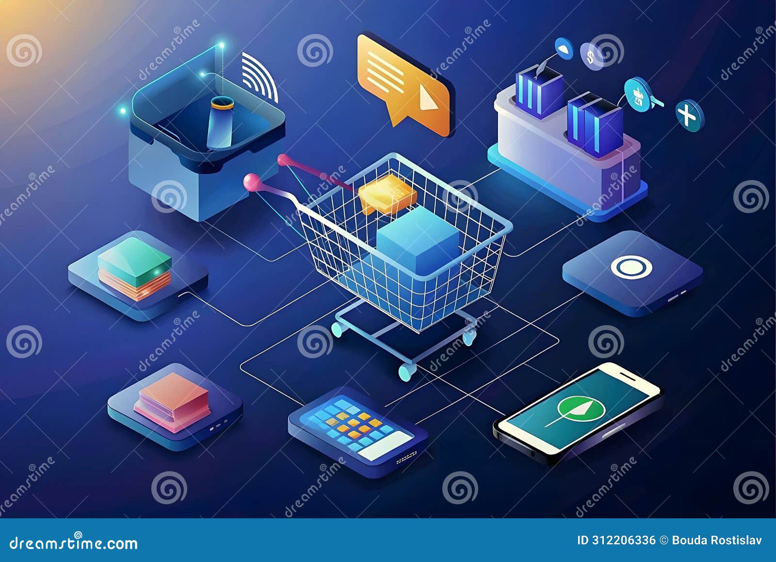 Smart Technology Ecosystem Isometric Digital Devices Connectivity Stock ...