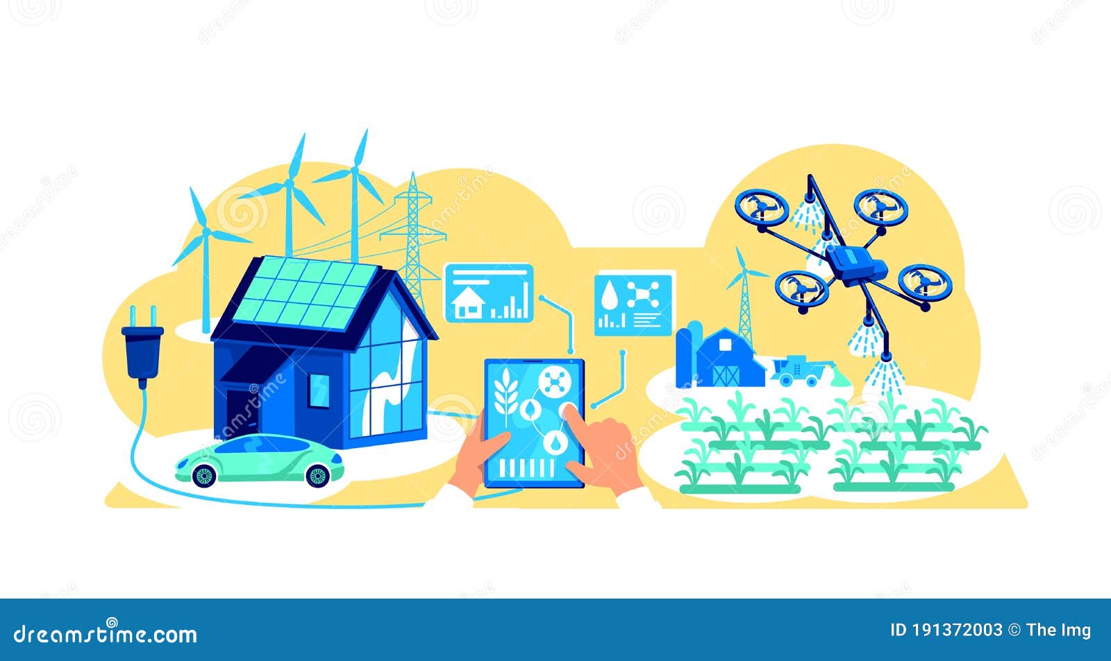 Smart Technology for Farming Flat Concept Vector Illustration Stock ...