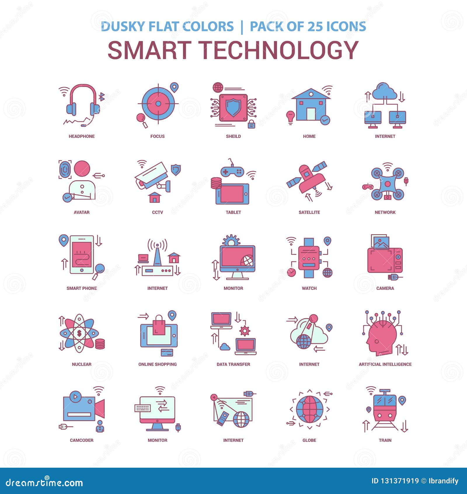 Smart Technology Icon Dusky Flat Color - Vintage 25 Icon Pack Stock ...