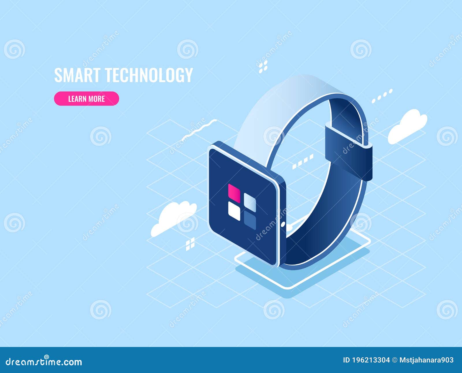 Smart Technology Isometric Icon of Smartwatch, Digital Devise, Mobile ...