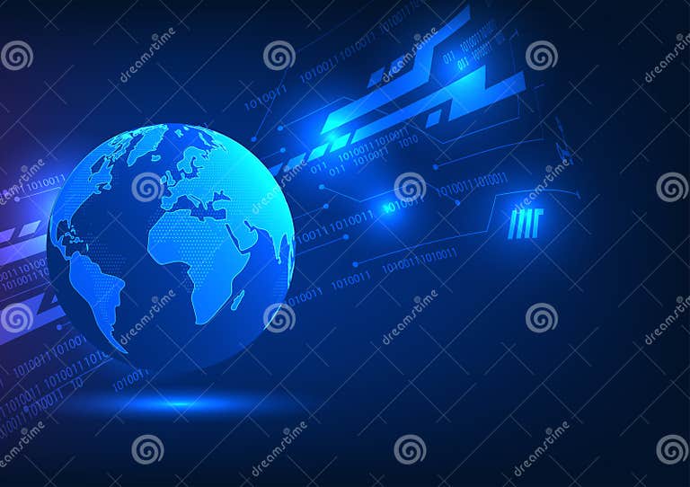 Smart Technology World the World with Circuits and Number Codes on the ...