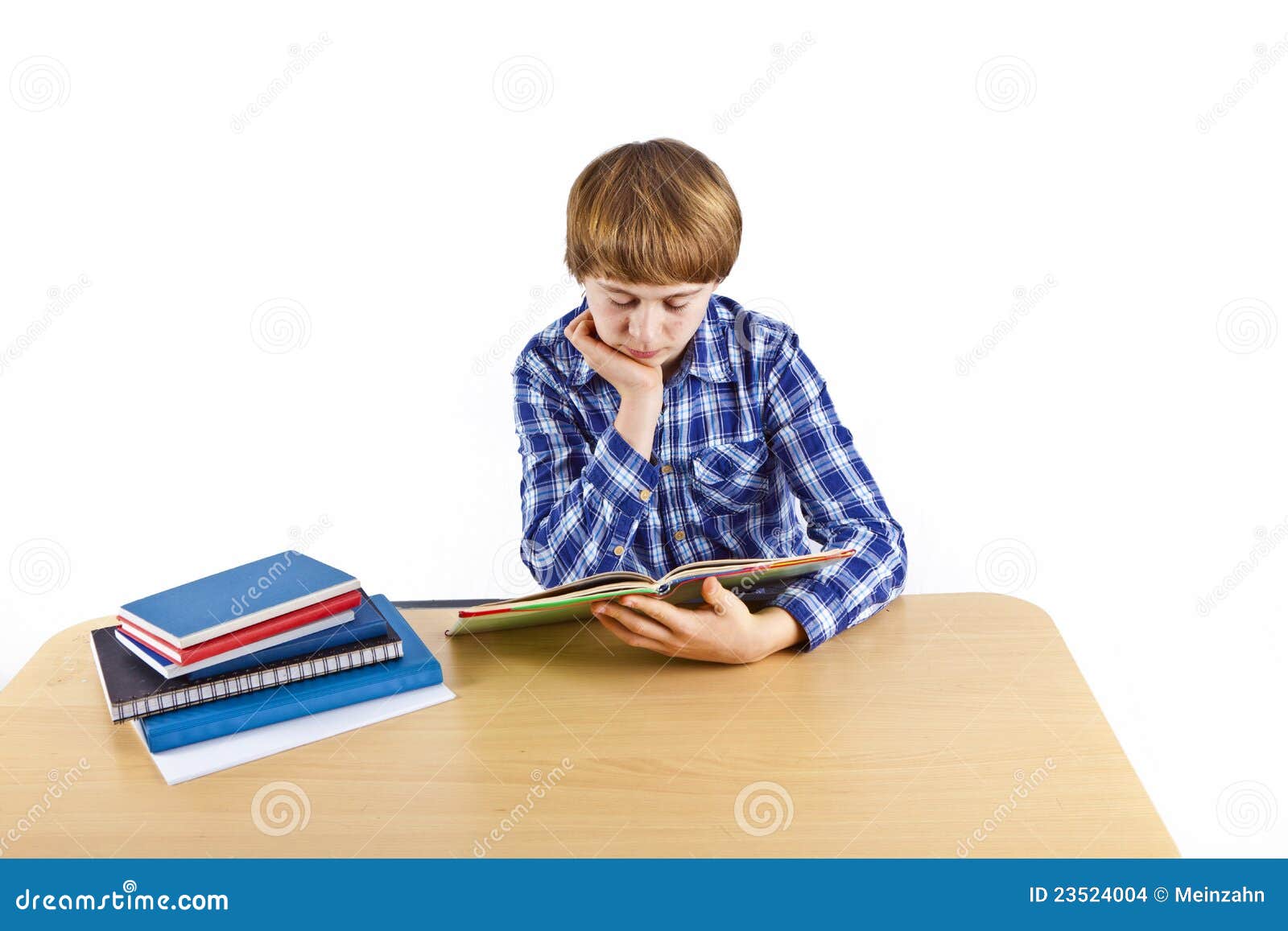 Smart Teen Boy Learning for School Stock Photo - Image of book ...