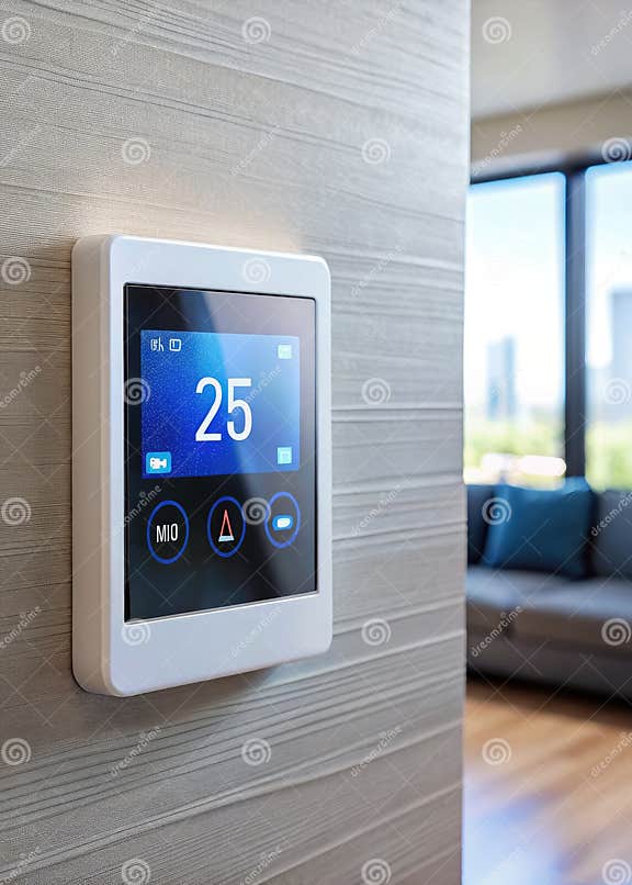Smart Thermostat with Touch Display Shows Temperature Settings in ...