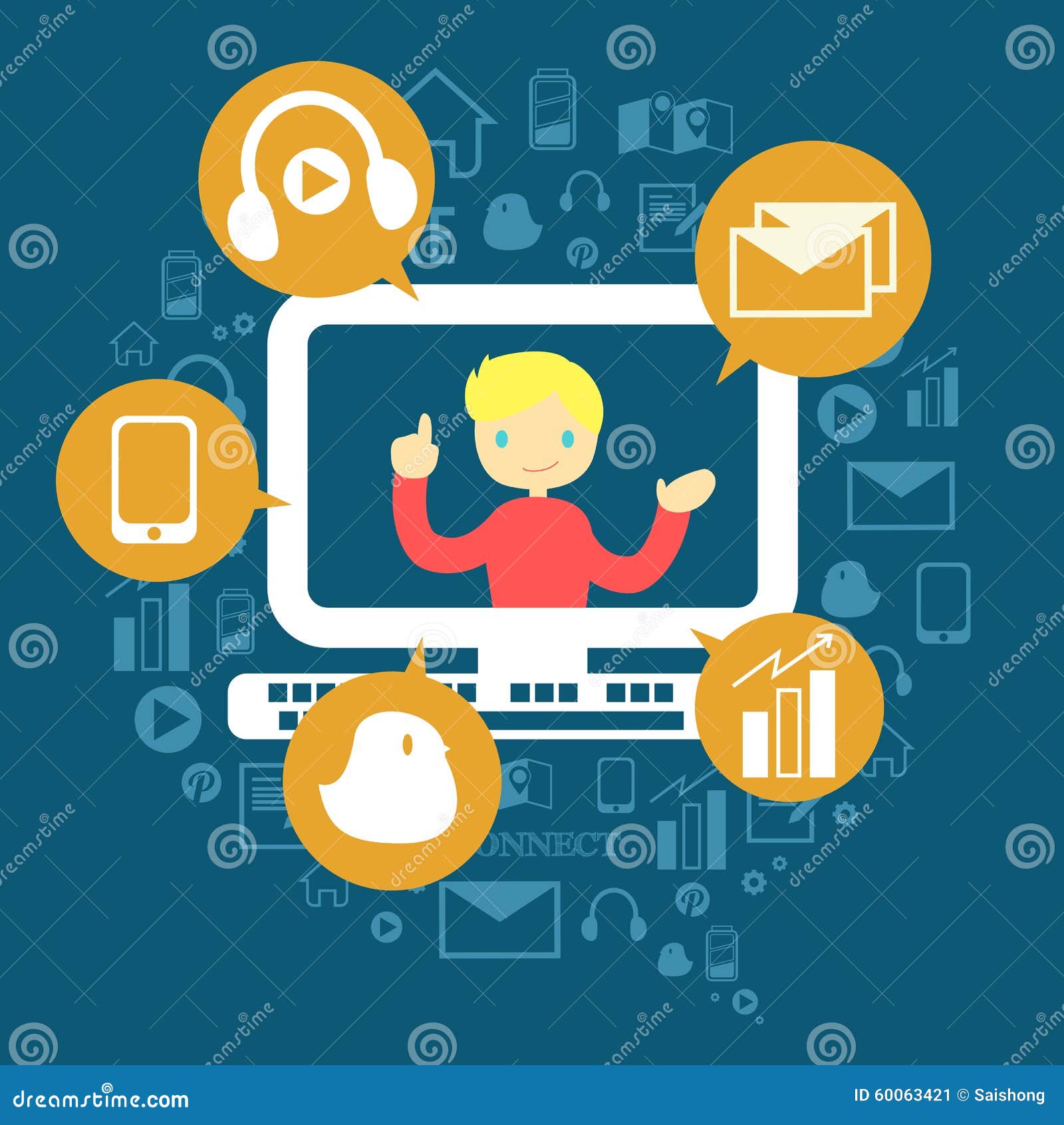 The Smart To Use Social Media Stock Vector - Illustration of network ...