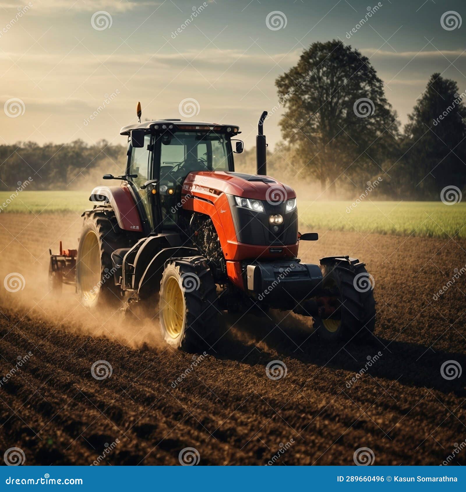 Smart Tractor Autonomously Plowing a Field with Precision. Stock Photo - Image of tractor ...