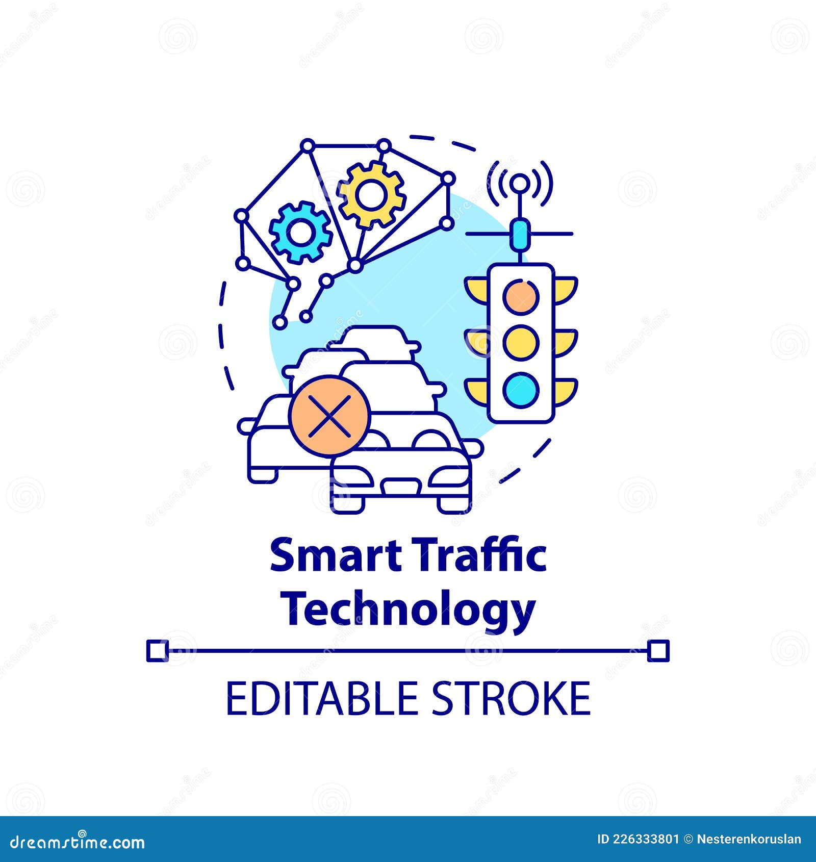 Smart Traffic Technology Concept Icon Stock Illustration - Illustration ...