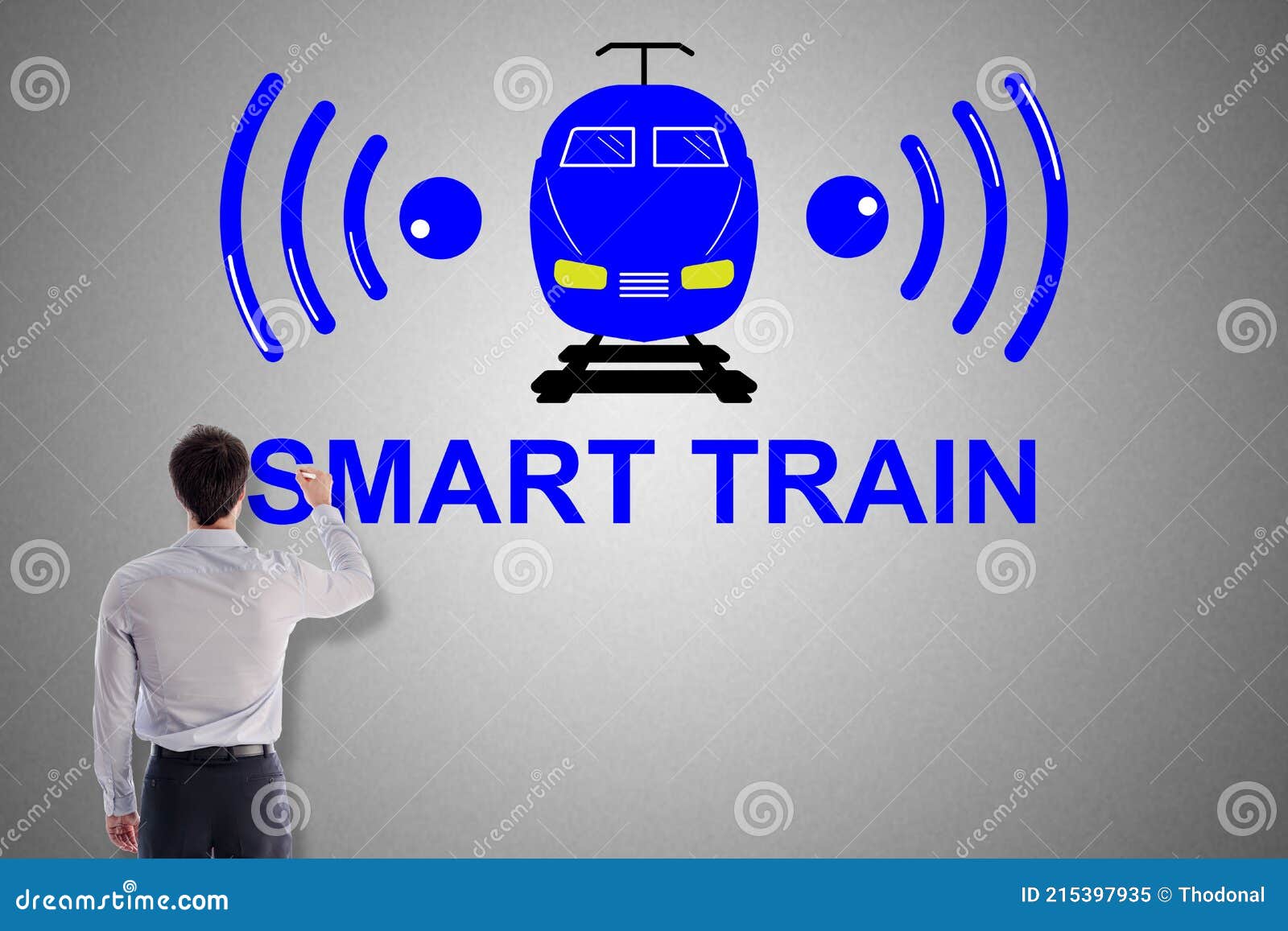 Smart Train Concept Drawn by a Man Stock Image - Image of grey ...