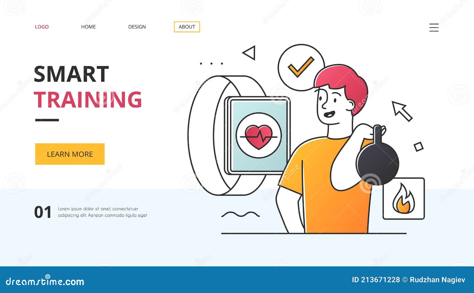 Smart Training with Weightlifter Using a Smartwatch App Stock Vector ...