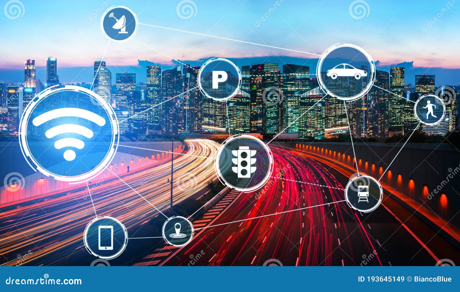 Smart Transport Technology Concept for Future Car Traffic on Road Stock ...