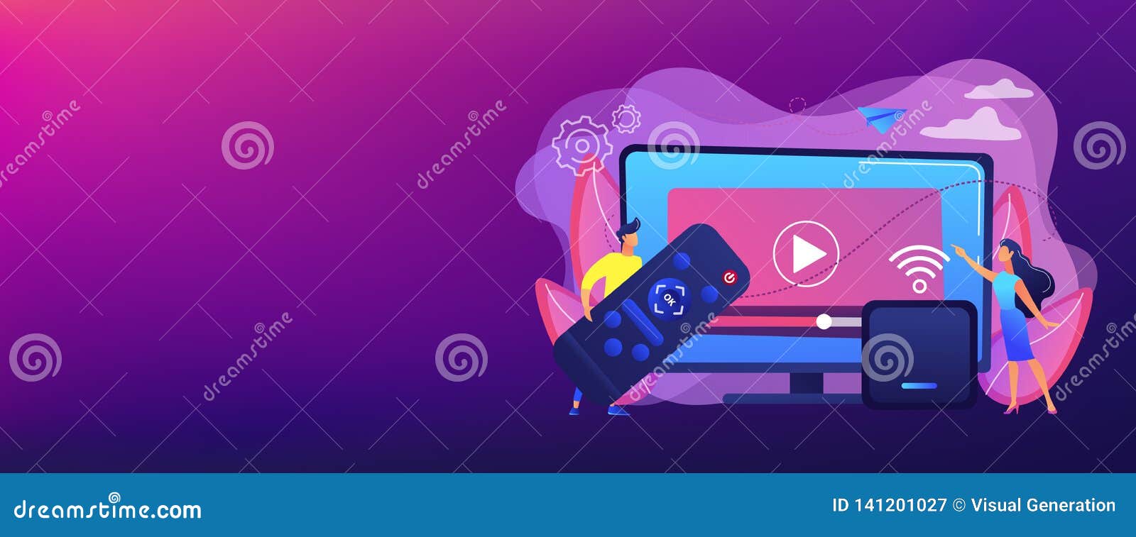 Smart TV Box Concept Banner Header. Stock Vector - Illustration of ...