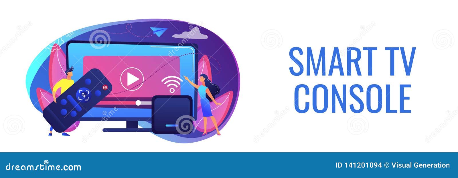 Smart TV Box Concept Banner Header. Stock Vector - Illustration of ...