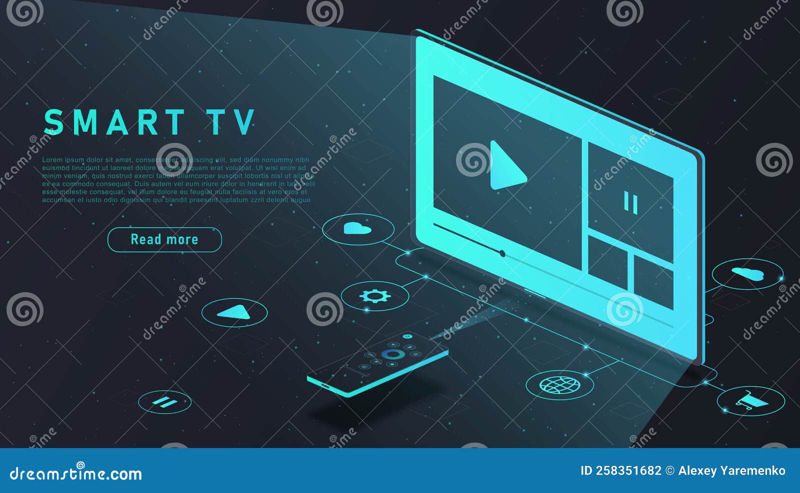 Smart tv concept stock vector. Illustration of wireless - 258351682