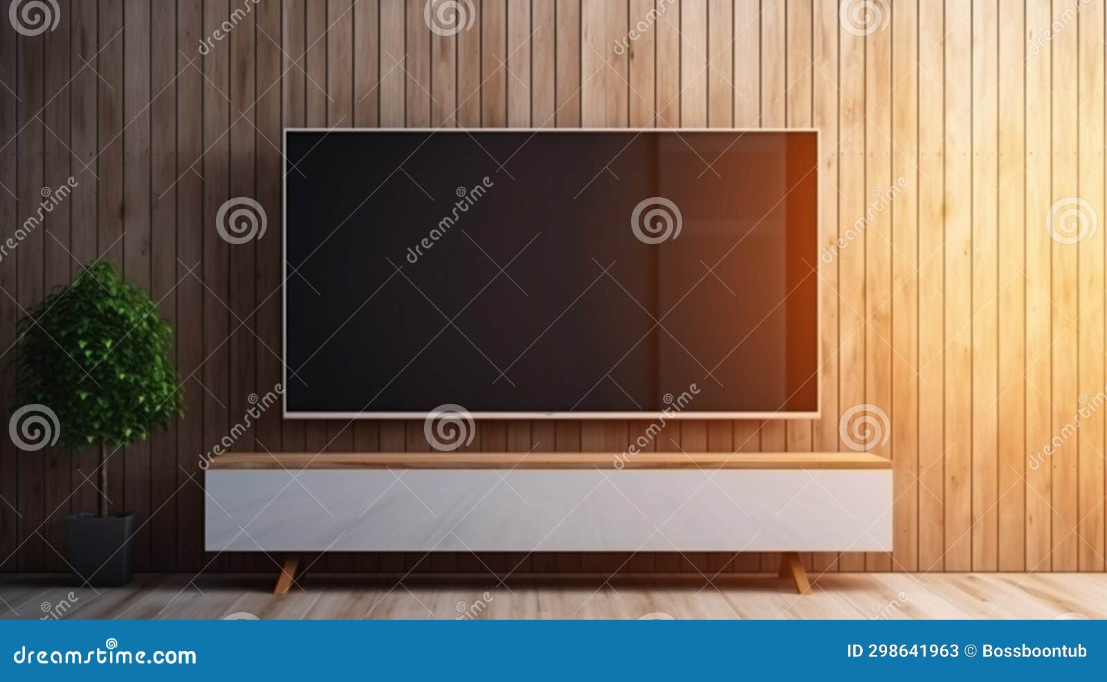 Smart TV Hanging on the Wall. Blank Screen for Your Design Stock Image ...
