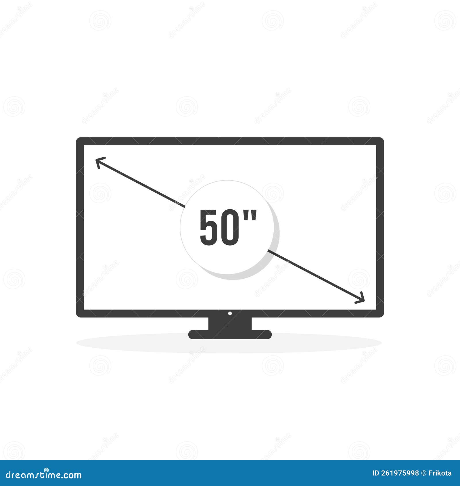 Smart TV Icon. Diagonal Screen Size 50 Inches. Vector Illustration ...