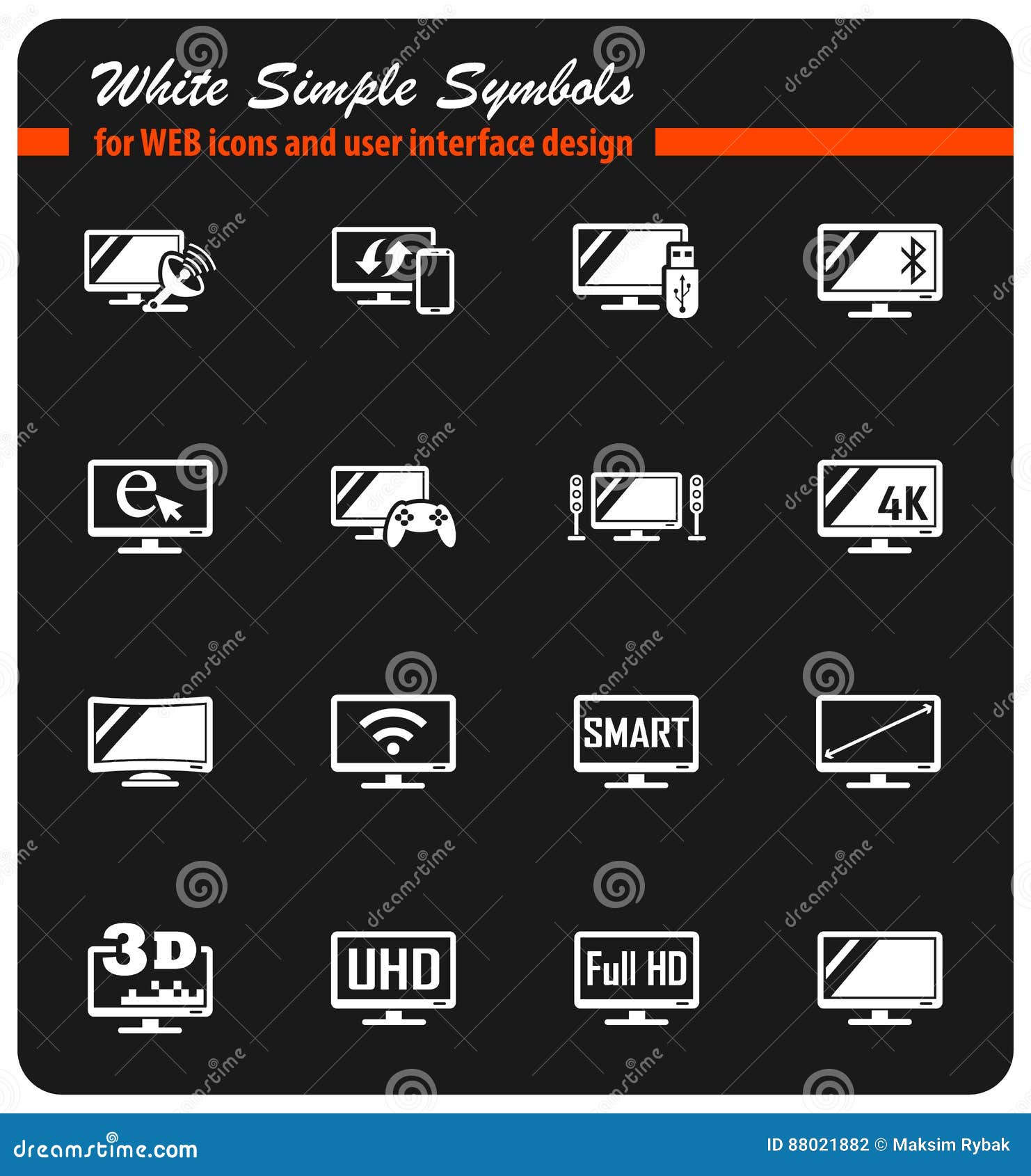 Smart tv icon set stock vector. Illustration of diagonal - 88021882