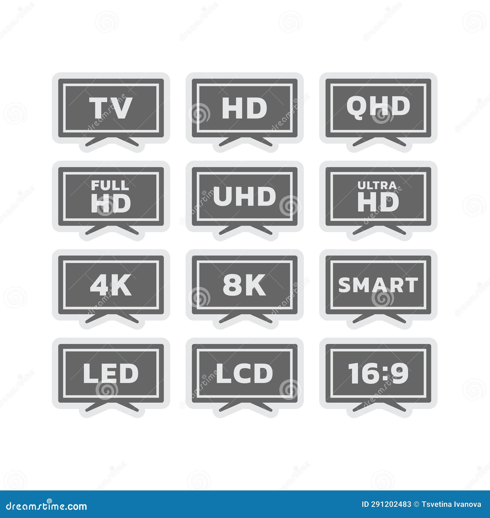 Smart Tv and 8K Vector Labels Stock Vector - Illustration of vector ...