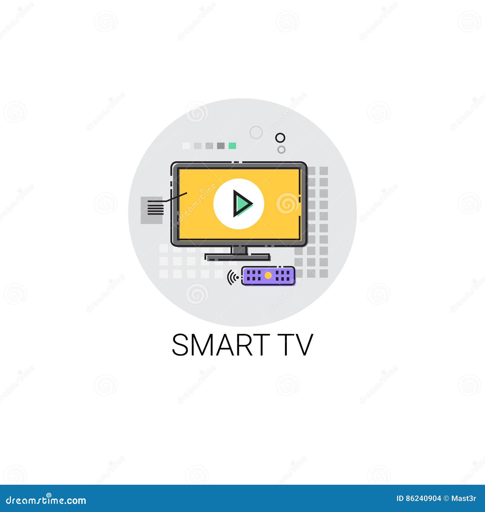 Smart TV Modern Television Set Icon Stock Vector - Illustration of hand ...