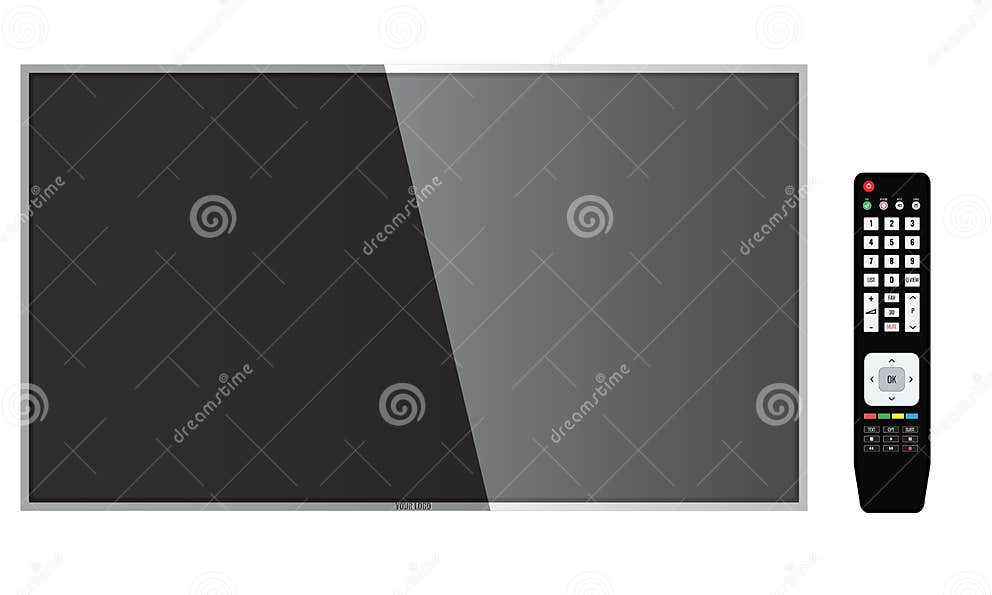 Smart TV with Remote Control Mock-up, Vector Screen Stock Vector ...