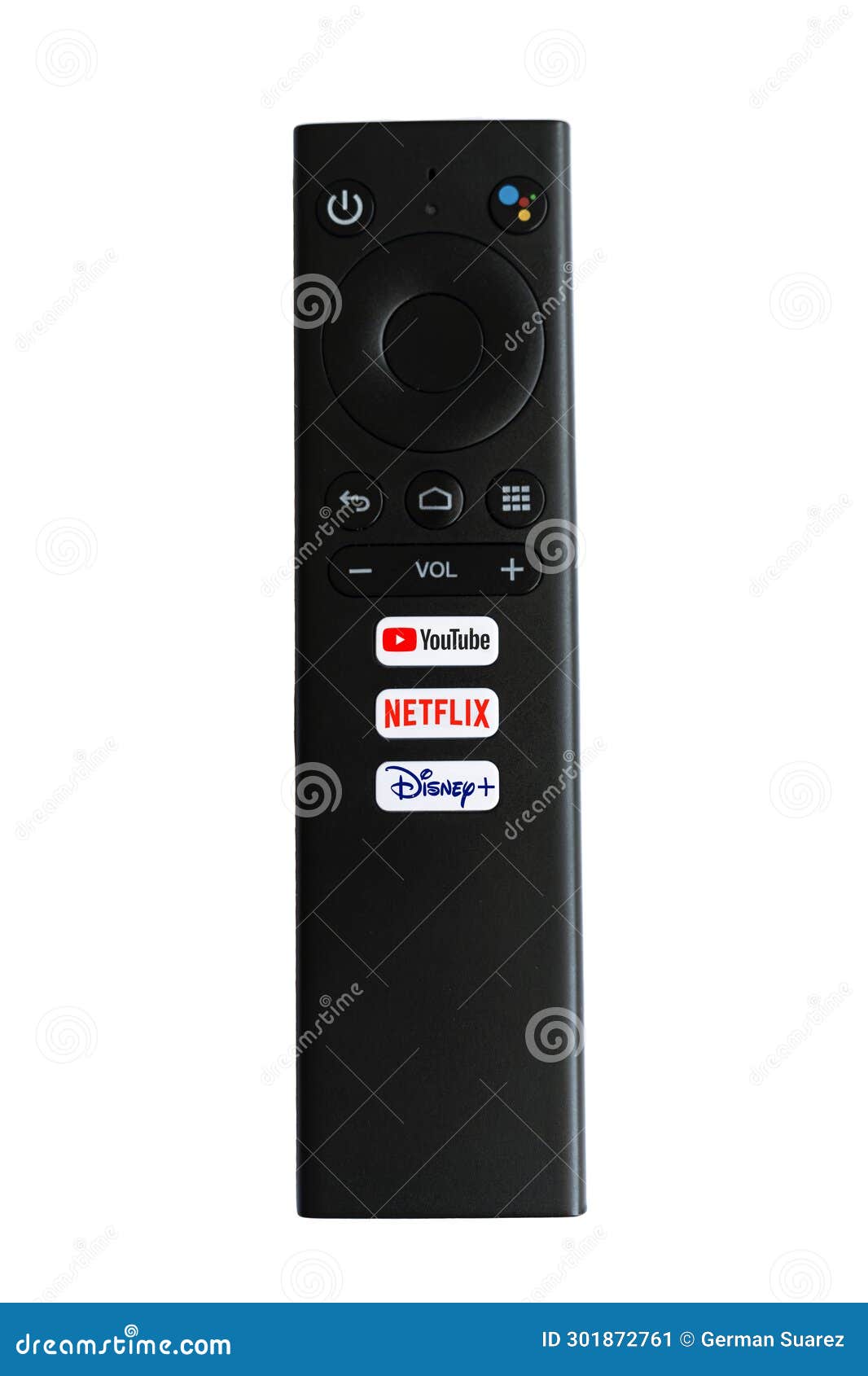 Smart TV Remote Control for Streaming Services. it Has Three Buttons ...