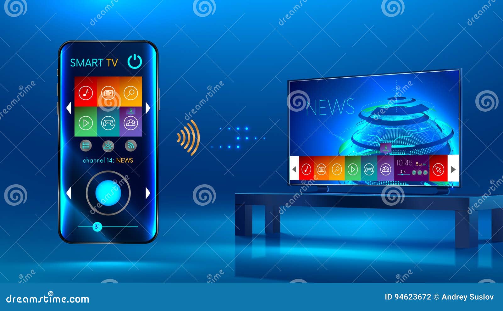 Smart TV stock vector. Illustration of entertainment - 94623672