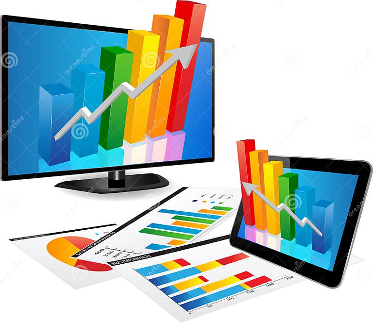 Smart Tv and Tablet with 3d Graph Stock Vector - Illustration of mobile ...