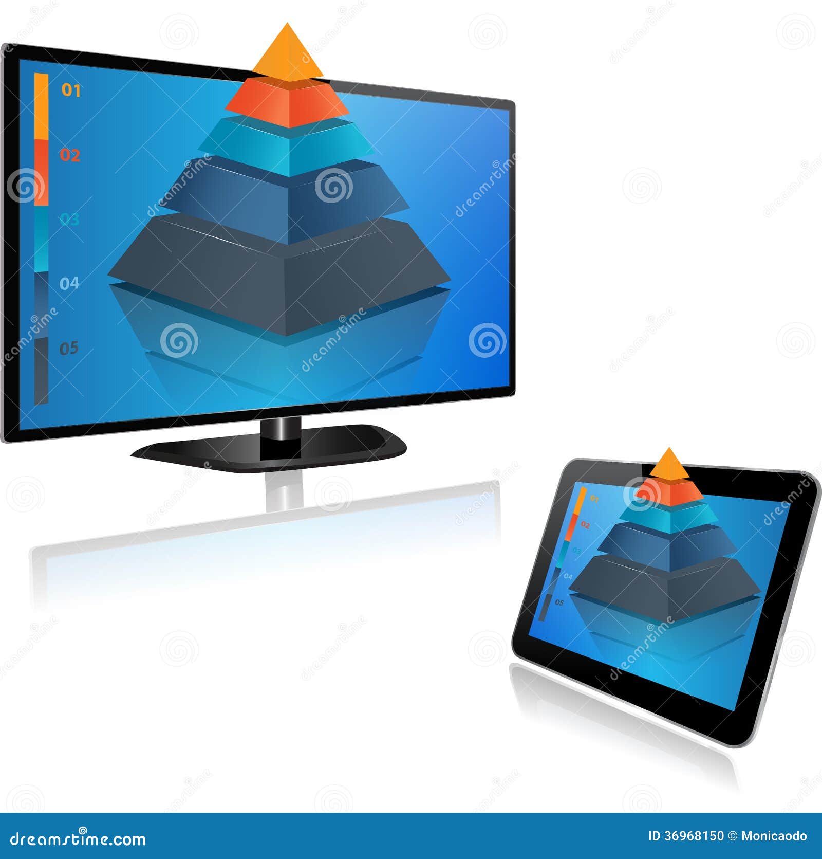 Smart Tv and Tablet with 3d Graph Stock Vector - Illustration of ...