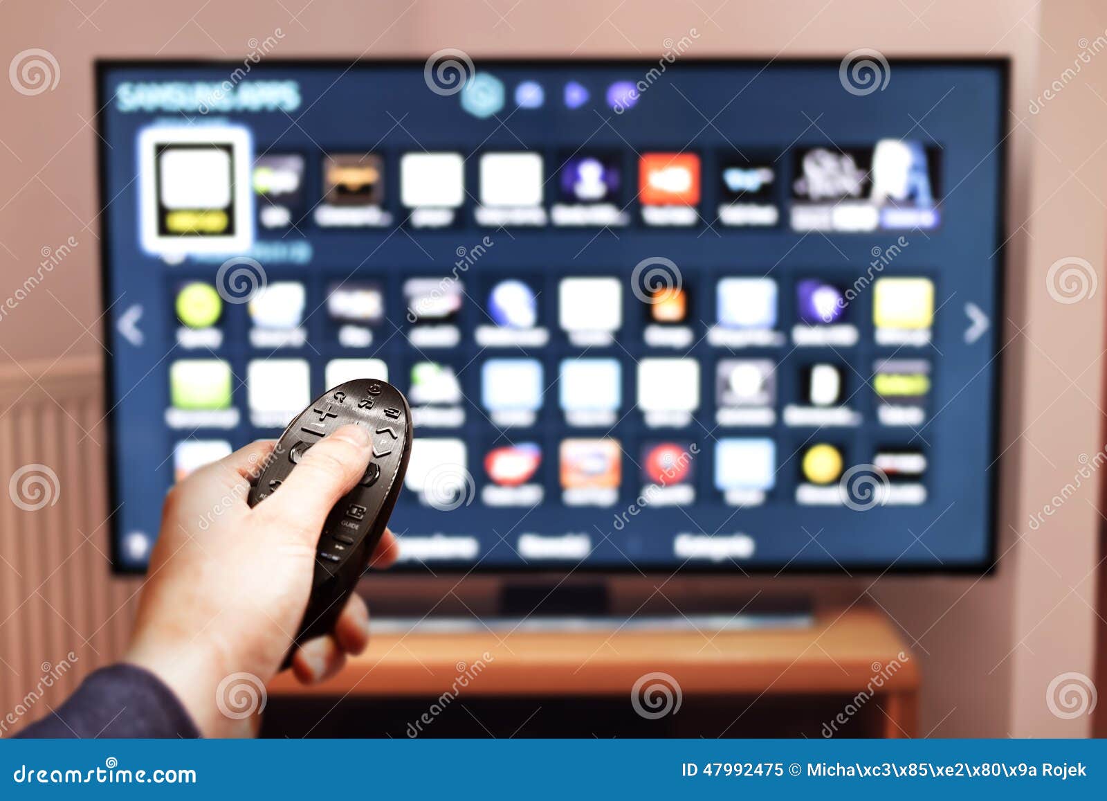Smart Tv UHD 4K Controled by Remote Control. Stock Image - Image of ...