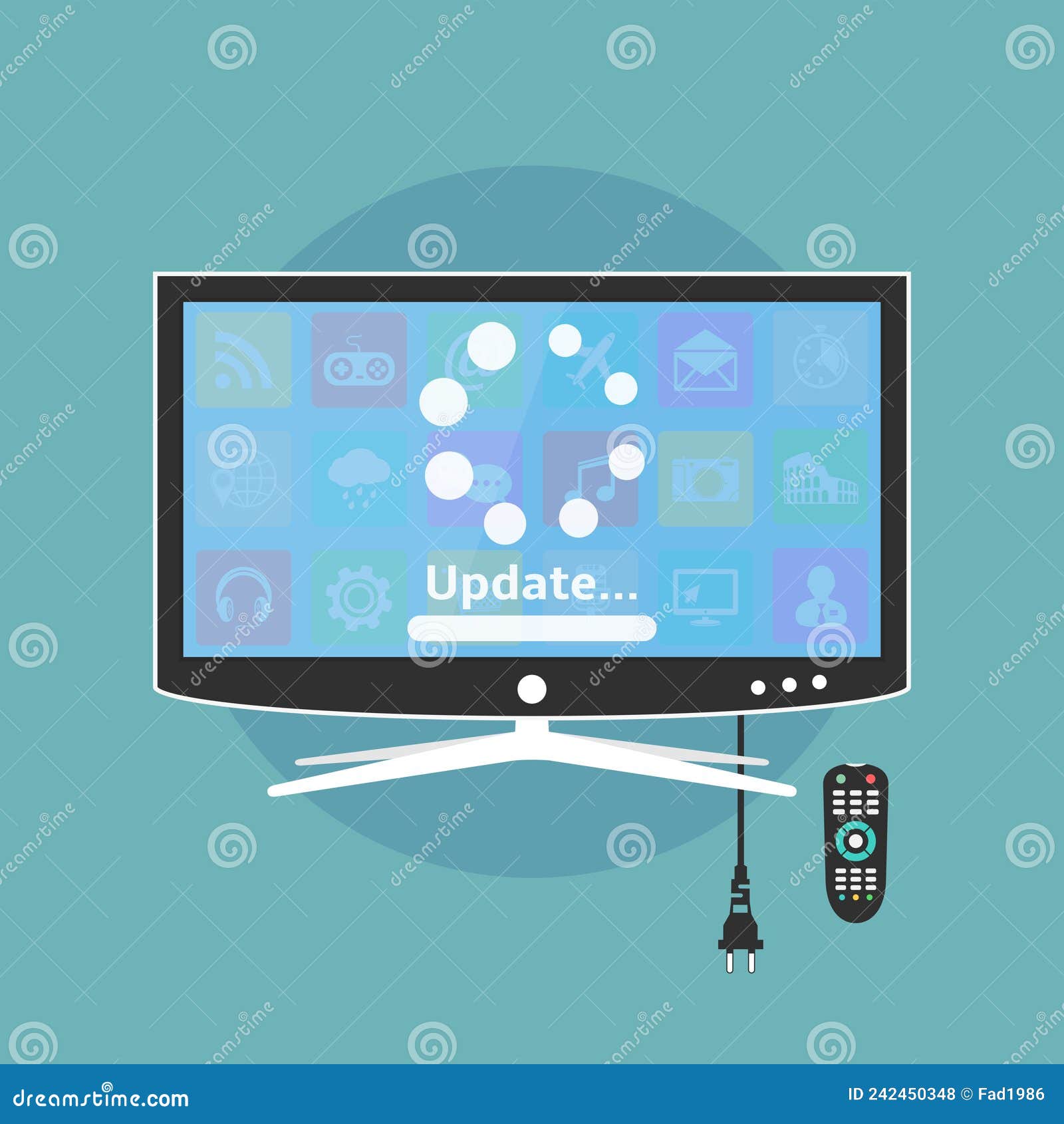 Smart TV with Update Loading Process Vector Illustration, Flat Design ...
