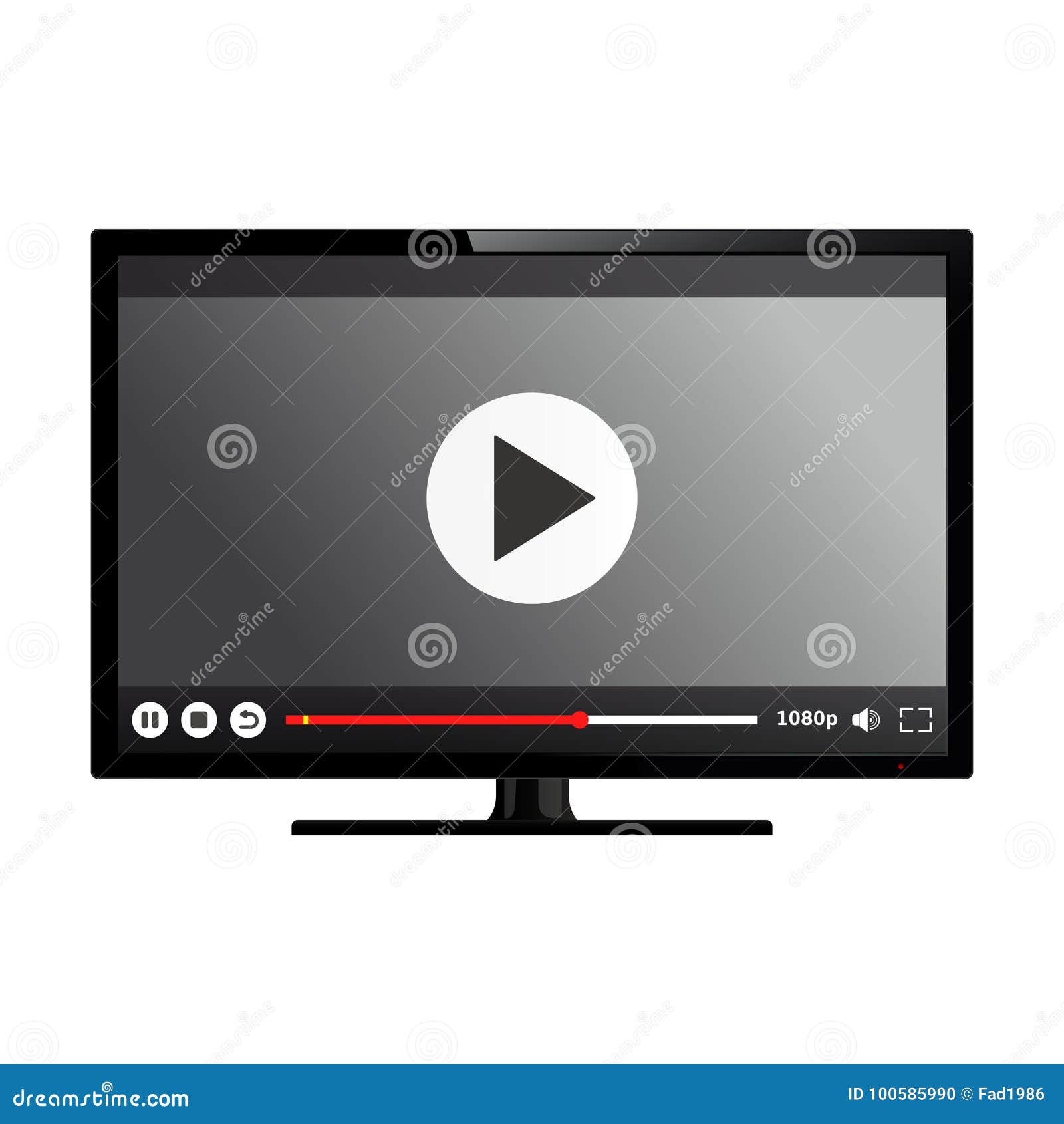 Smart TV with Video Player on Screen Stock Vector - Illustration of ...