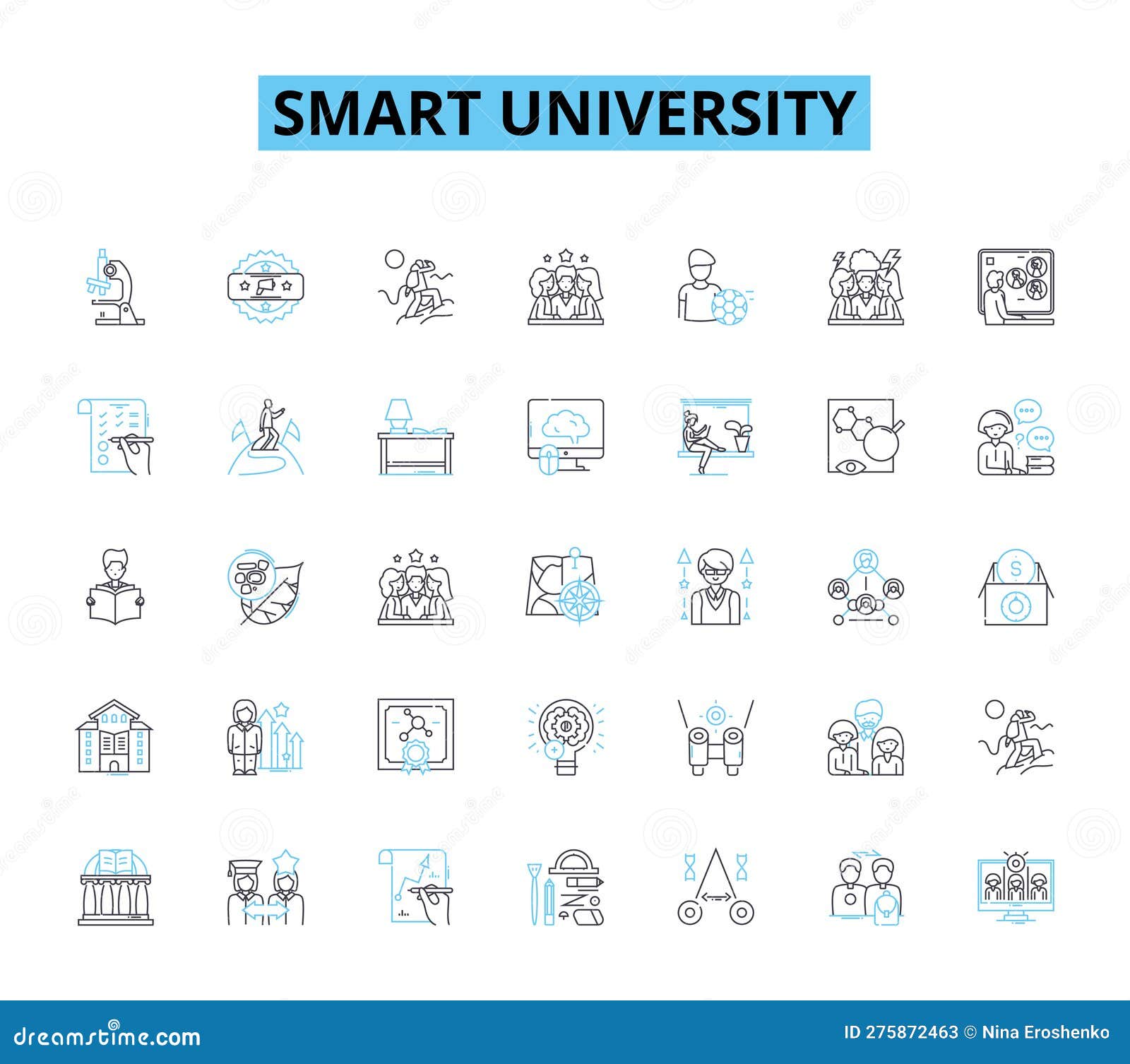 Smart University Linear Icons Set. Efficiency, Innovation, Technology ...