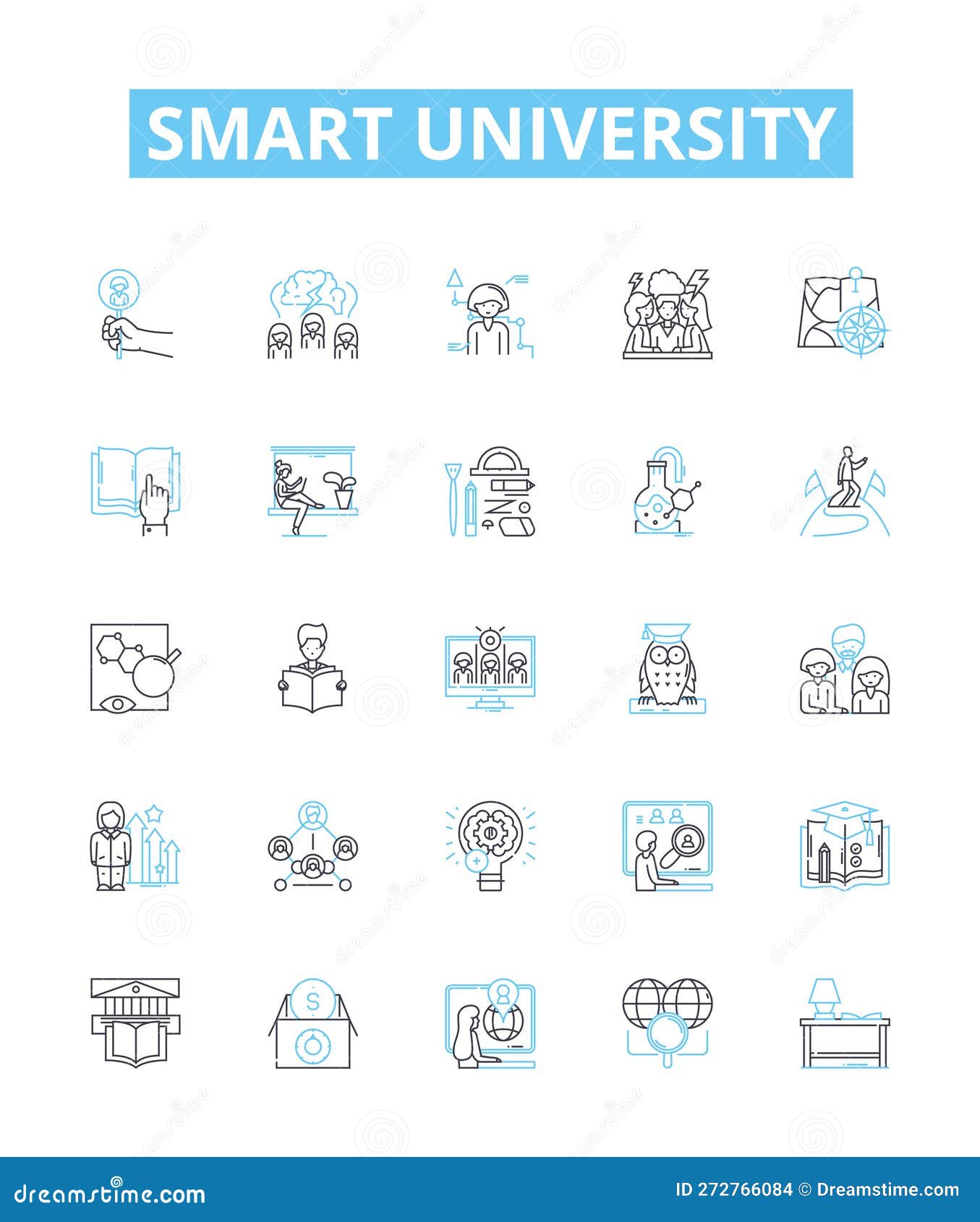 Smart University Vector Line Icons Set. Smart, University, Educational ...