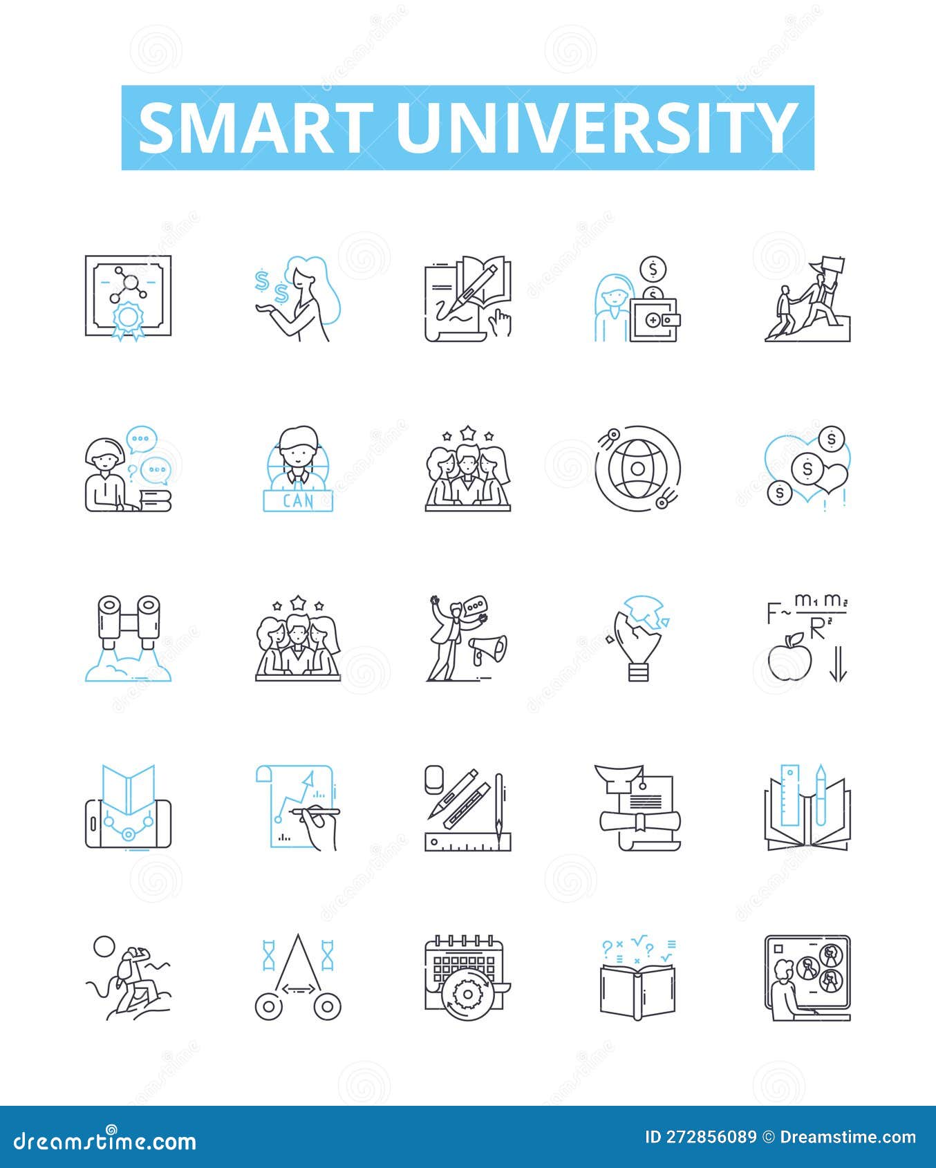 Smart University Vector Line Icons Set. Smart, University, Educational ...