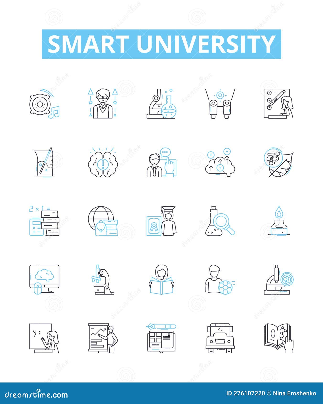 Smart University Vector Line Icons Set. Smart, University, Educational ...